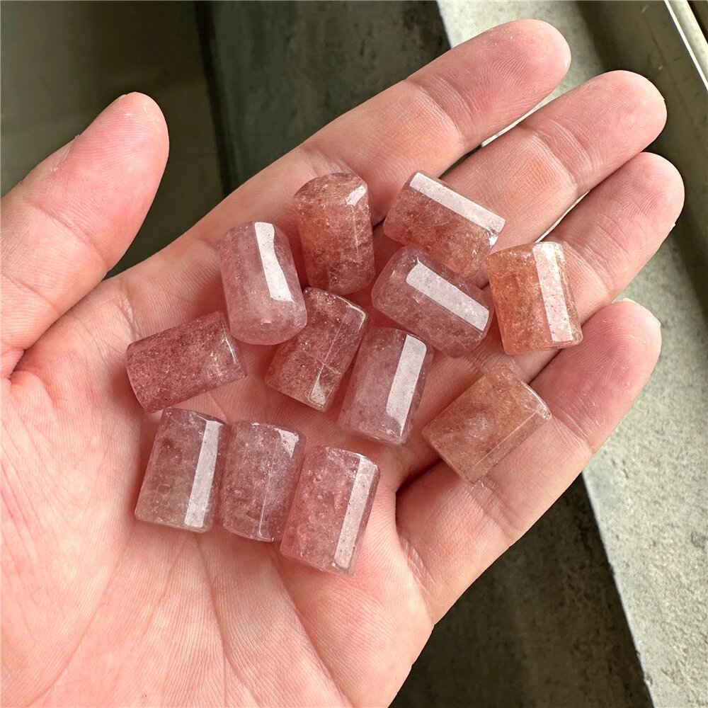 Розовые бусины из Кварца Клубники, 5шт, Цвет: 16
