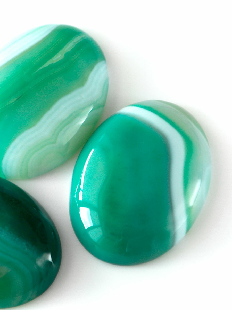 Кабошон Агат 1 шт, овальный, цвет сине-зеленый, 40x30x7.5 мм