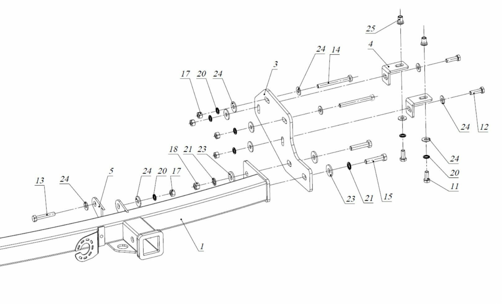 Фаркоп под квадрат для Honda Element, с 2003 г, Бизон. FA 0951-E