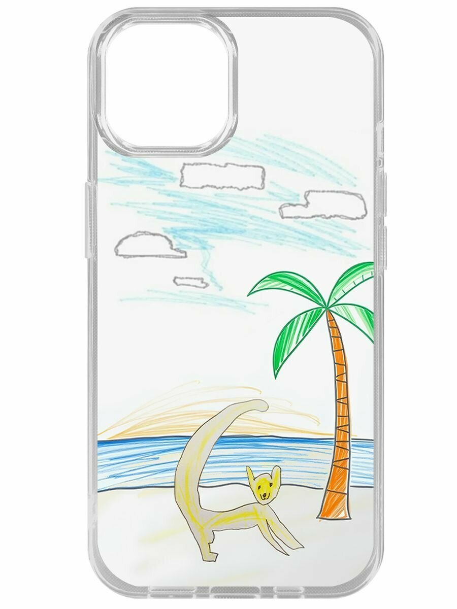 Чехол-накладка Krutoff Clear Case Лемур на пляже для iPhone 14