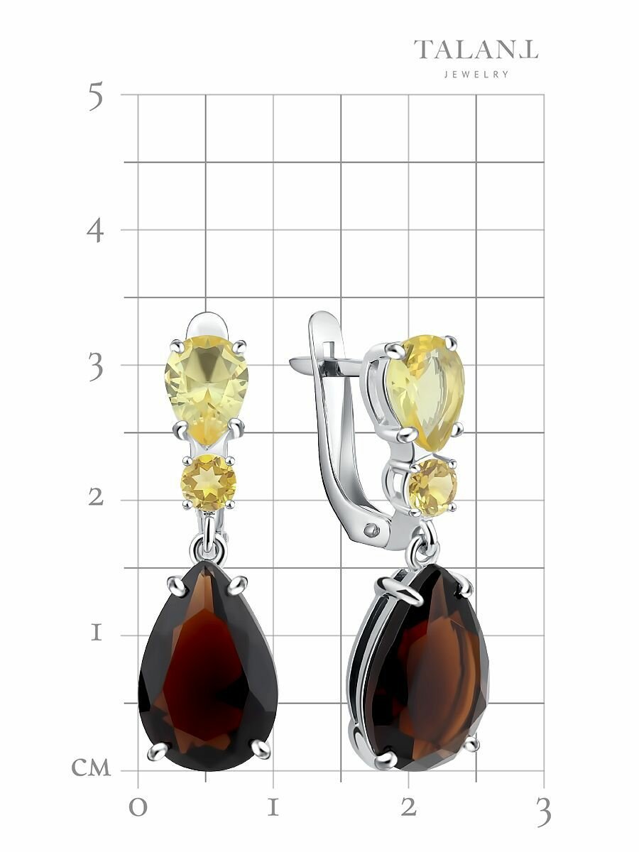 Серьги с подвесками TALANT, серебро, 925 проба, кварц, длина 3.2 см, , серебристый — фото 1