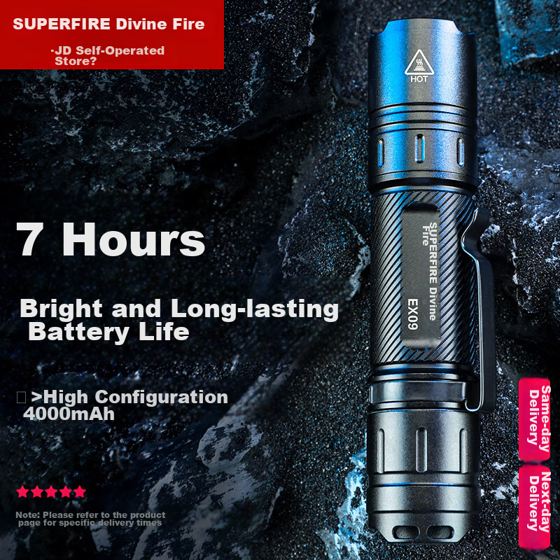 SupFire EX09 High-Intensity Flashlight, Rechargeable, Long-Range, Outdoor Mini LED, Home Emergency Light, 4000mAh