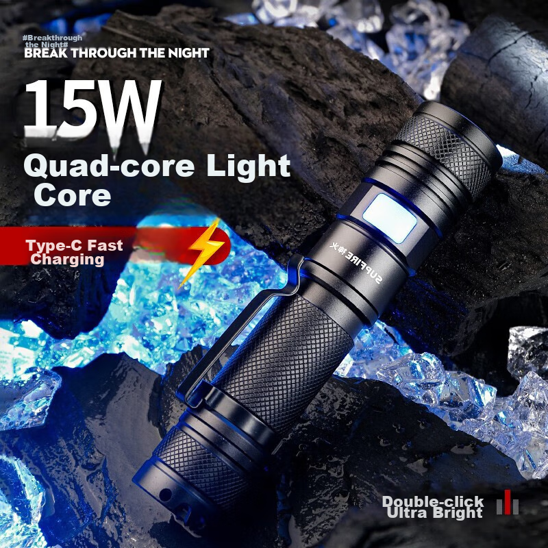 SupFire A2 Flashlight, High-Intensity Torch, Compact Zoomable, Long-Lasting Battery, Mini Long-Range, Ultra-Bright, Portable, Cycling Light