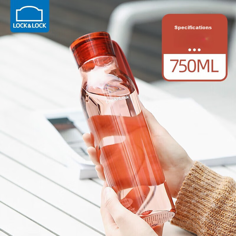 LOCK&LOCK ECO Summer Sports Water Bottle, Simple Plastic Cup, Portable for Men And Women Students, Pink, 750ML, ABF664PIK