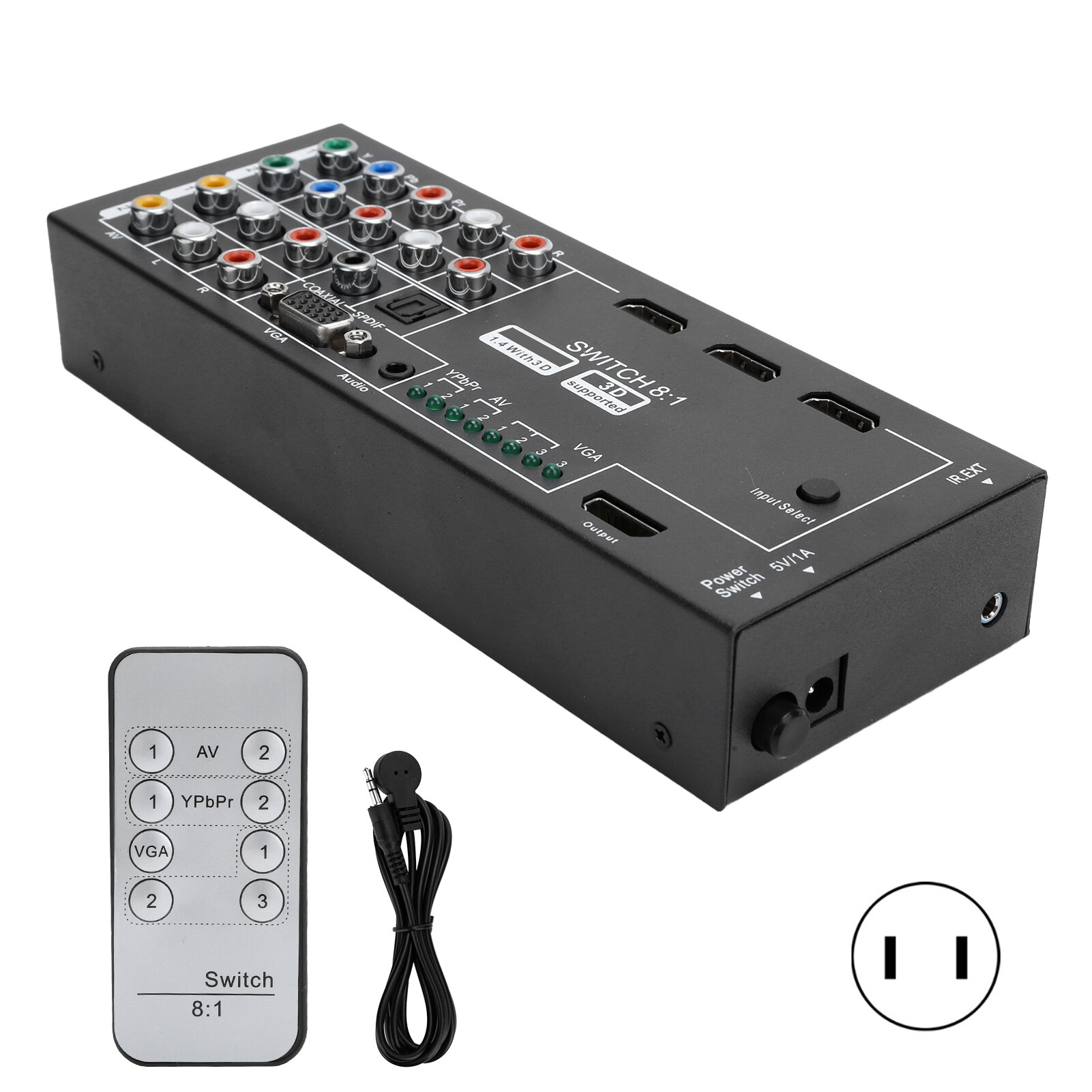 M001 MultiFunctional HDMI Audio Extractor Switcher with 8 Inputs to 1 Output