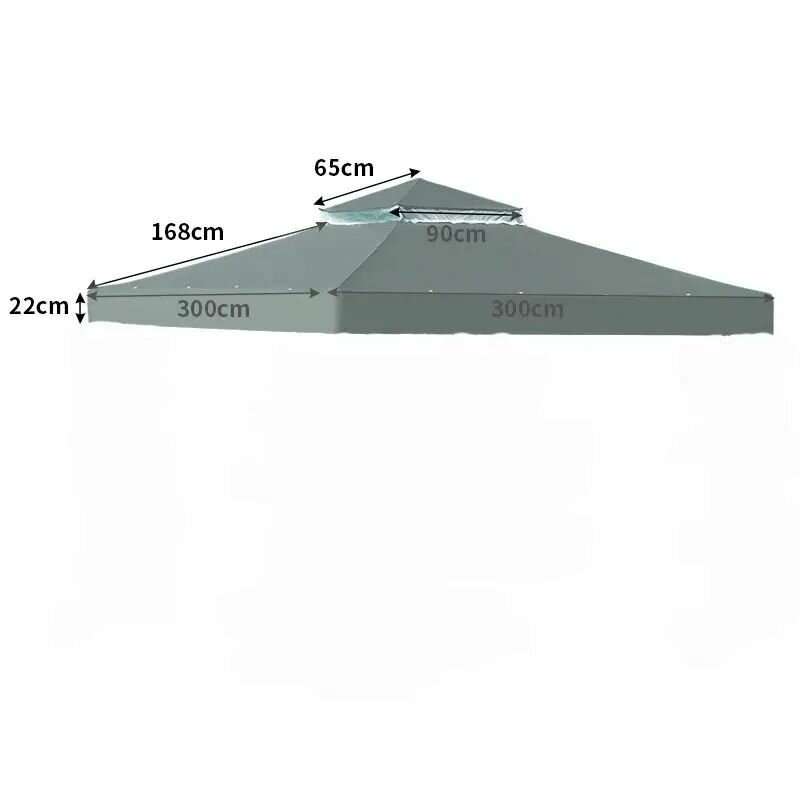 Наружный тент с двойным верхом 3х3м для беседки, Серый