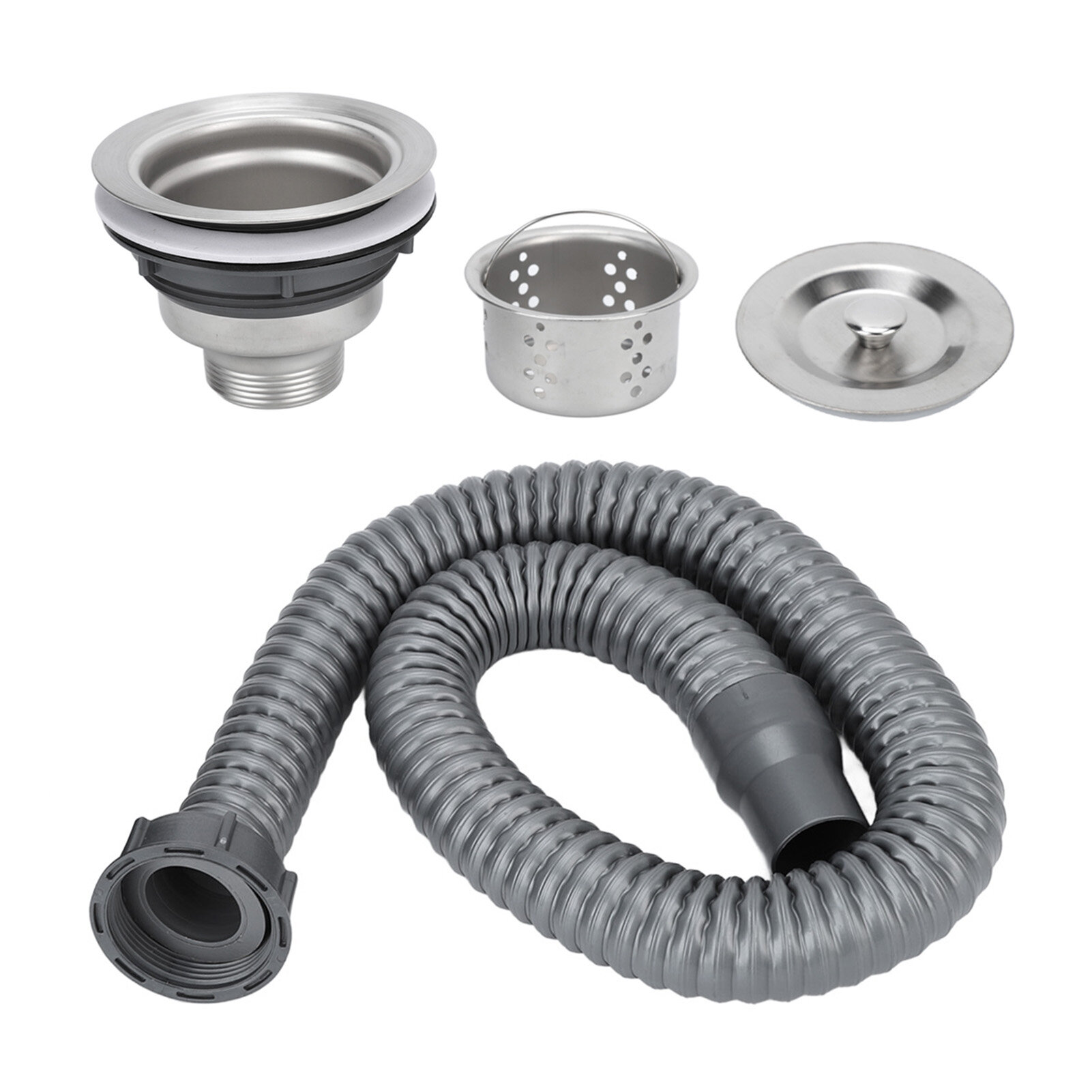 Большой фильтр для слива ванны из нержавеющей стали с улавливателем волос и трубкой, прочный протектор слива для раковины в ванной комнате