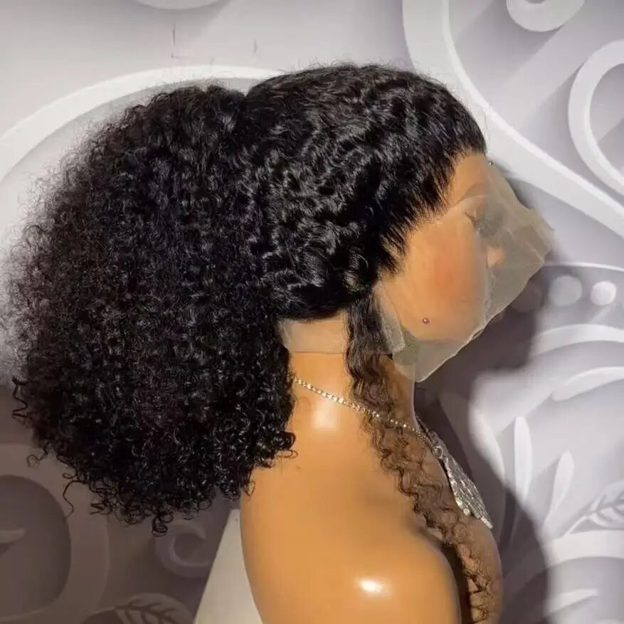 Синтетический парик глубокая волна, черный, 13x4 HD lace front