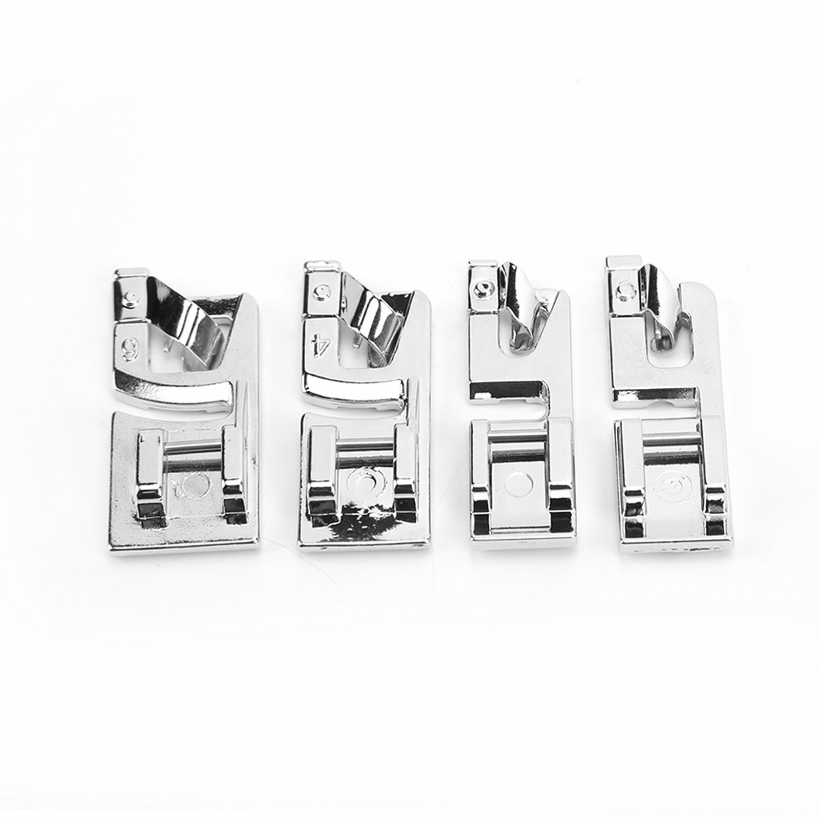 4 шт. прижимные лапки для подгибки, материал — нержавеющая сталь, подходят для тонких тканей, для самостоятельного изготовления, модель 7307.