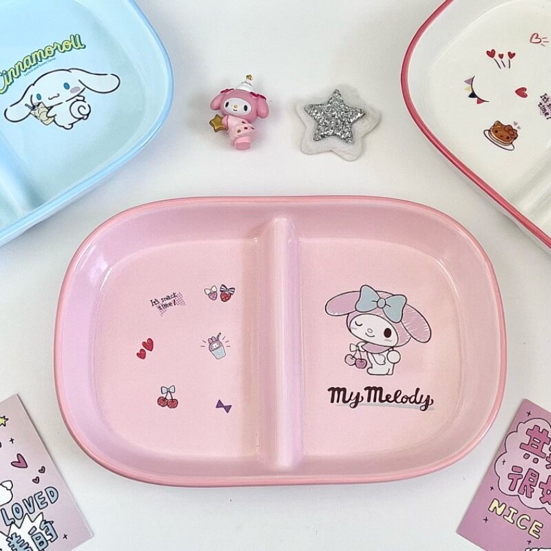 Sanrio HELLO KITTY, детская сетчатая тарелка для ужина, бытовая детская керамическая тарелка для завтрака