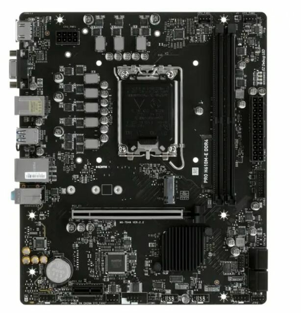 Материнская плата MSI PRO H610M-E DDR4 (PRO H610M-E DDR4) - LGA 1700, Intel H610, 2хDDR4-3200 МГц, 1хPCI-Ex16, 1хM.2, Micro-ATX