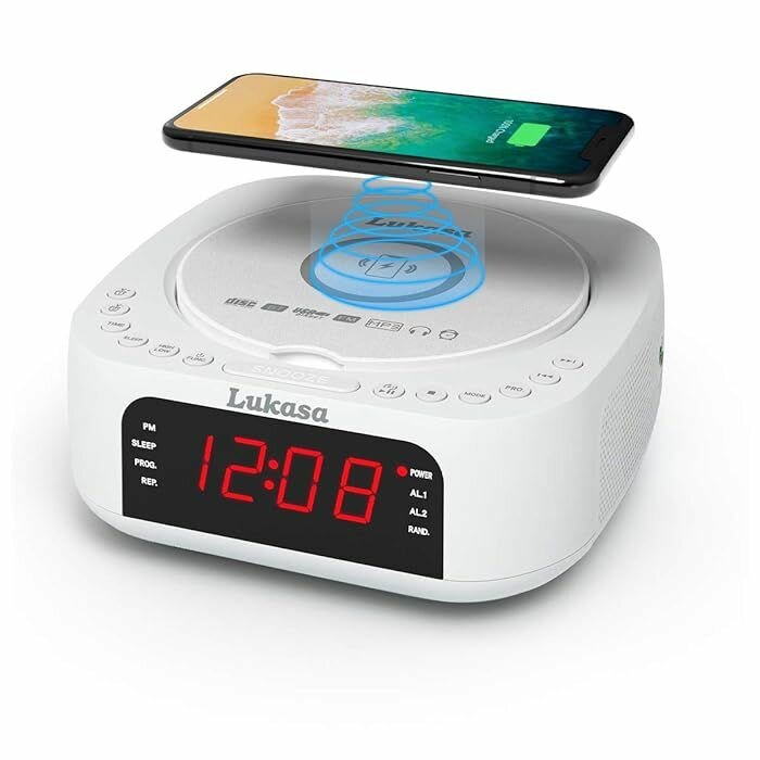 Lukasa CD-плеер, Mp3-плеер с Bluetooth, будильник, FM-радио, беспроводное зарядное устройство для мобильных телефонов, таймер сна и многое другое.