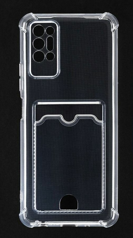 Силиконовый чехол для Tecno Pova 2, с защитой камеры, с карманом для карт, прозрачный