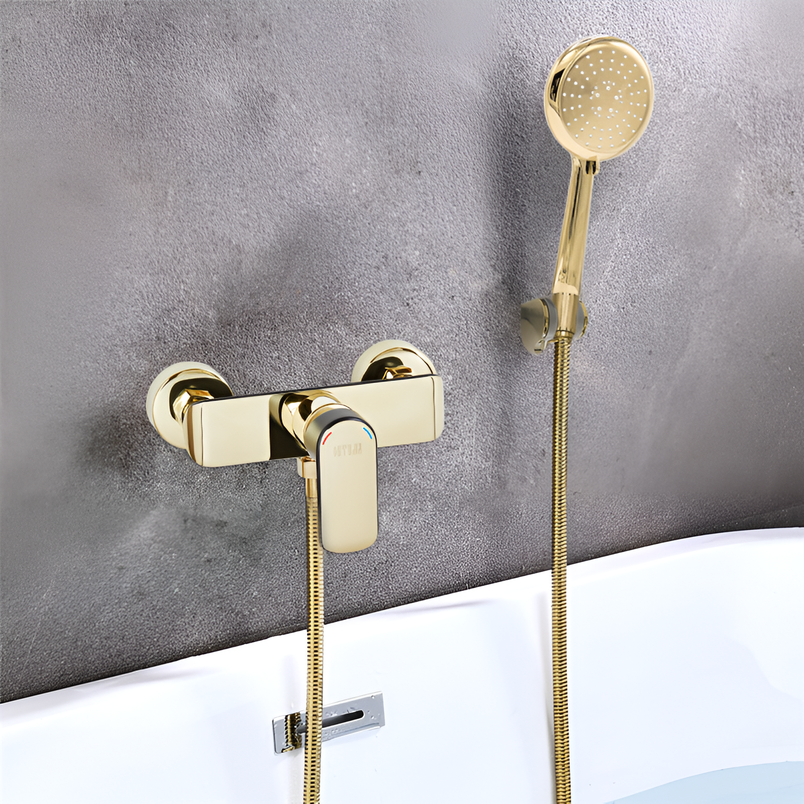 Смеситель оптима , душевая кабина 35мм, золото-черный, латунь