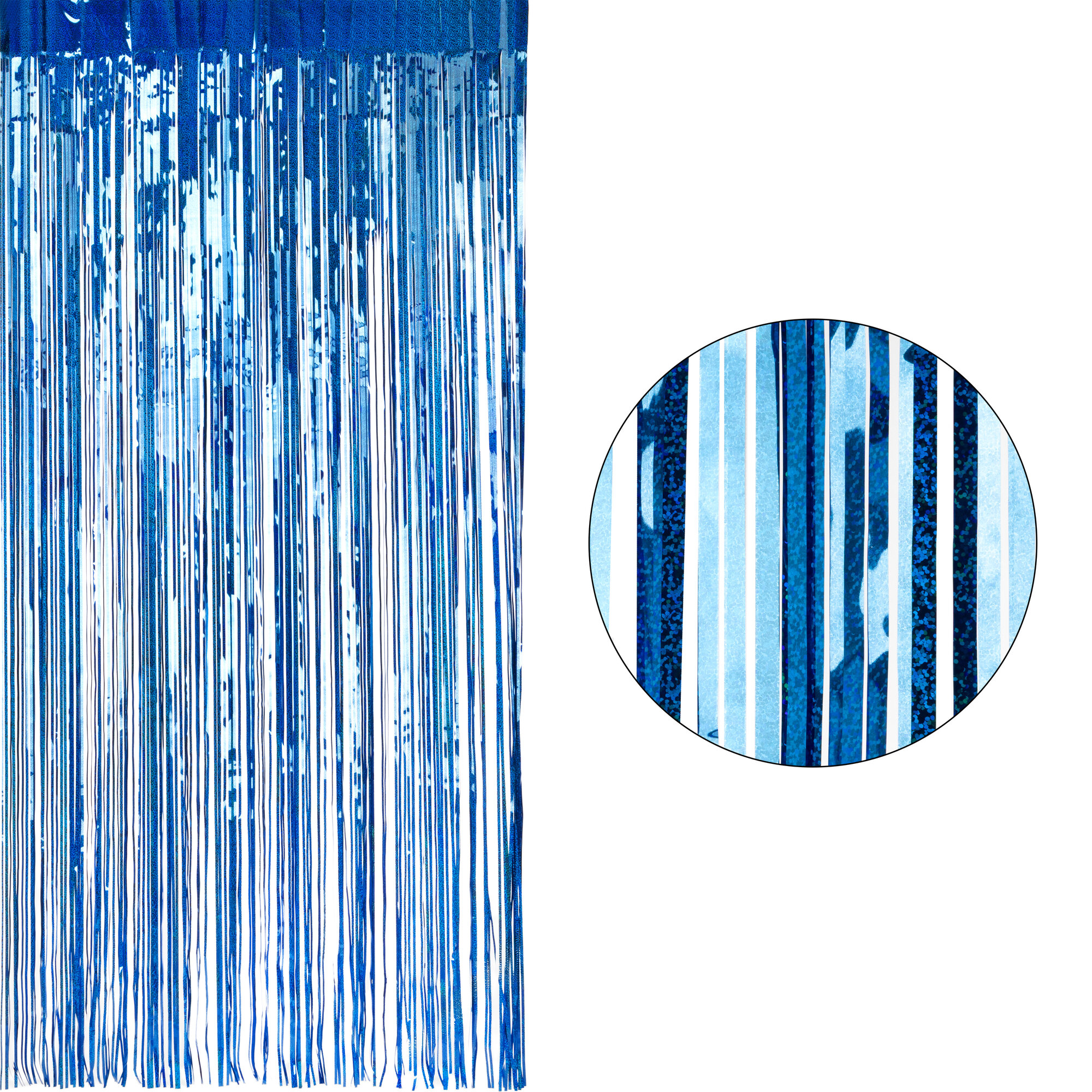 Занавес-дождик для фотозоны, голографический, цвет темно-синий