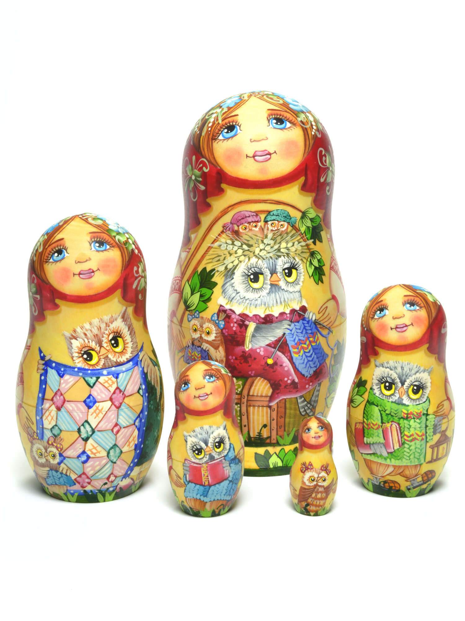 Матрешка "Совушка - сова". Авторская роспись. 5 кукол. высота 18 см.