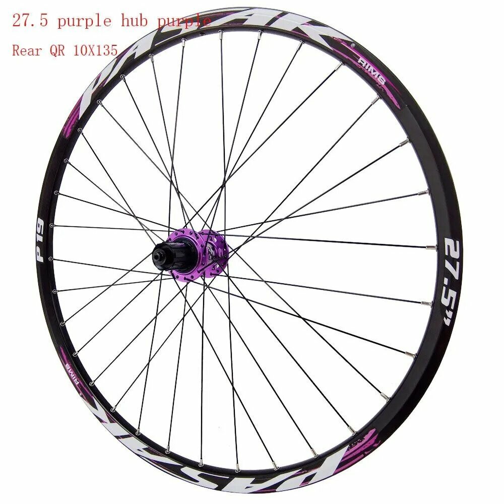 PASAK Заднее колесо MTB, сплав, 32 отверстия, 27.5 purple Hub purple , 21mm, QR 10X135, HG, Довод