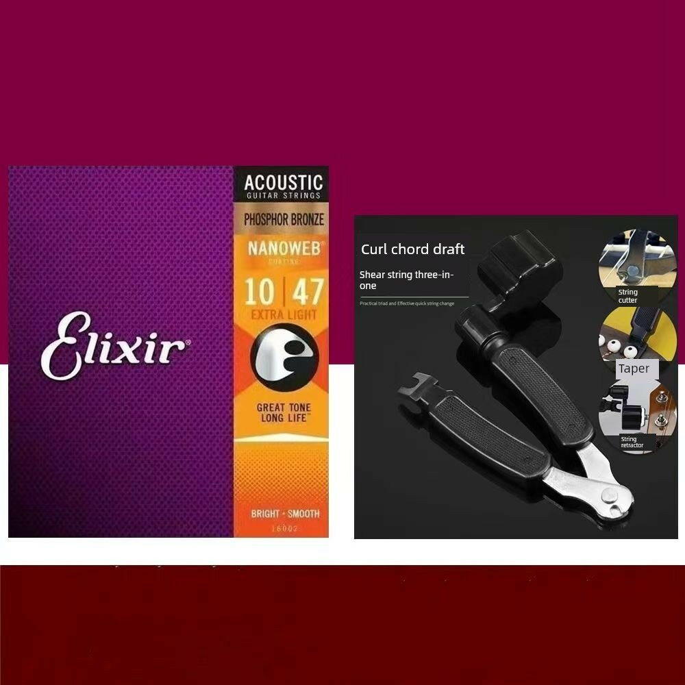 ELIXIR Струны из фосфорной бронзы для гитары набор 10-47 с винтом (16002) - Долговечные струны для акустической гитары