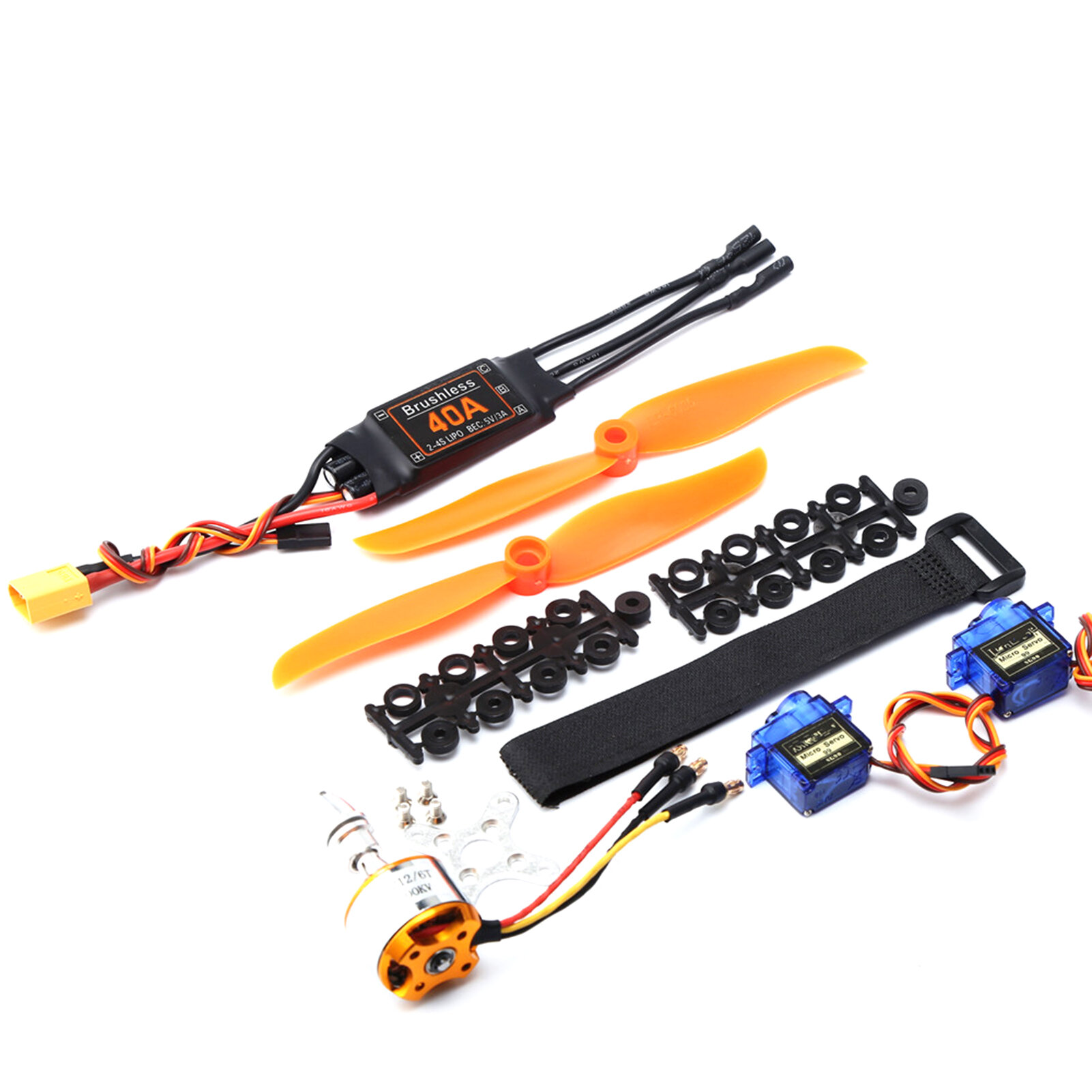 Бесколлекторный двигатель 2200KV 40A ESC 6035, пропеллер 9G, микросервопривод (2 шт.) для радиоуправляемых самолетов и вертолетов, разъем XT60.