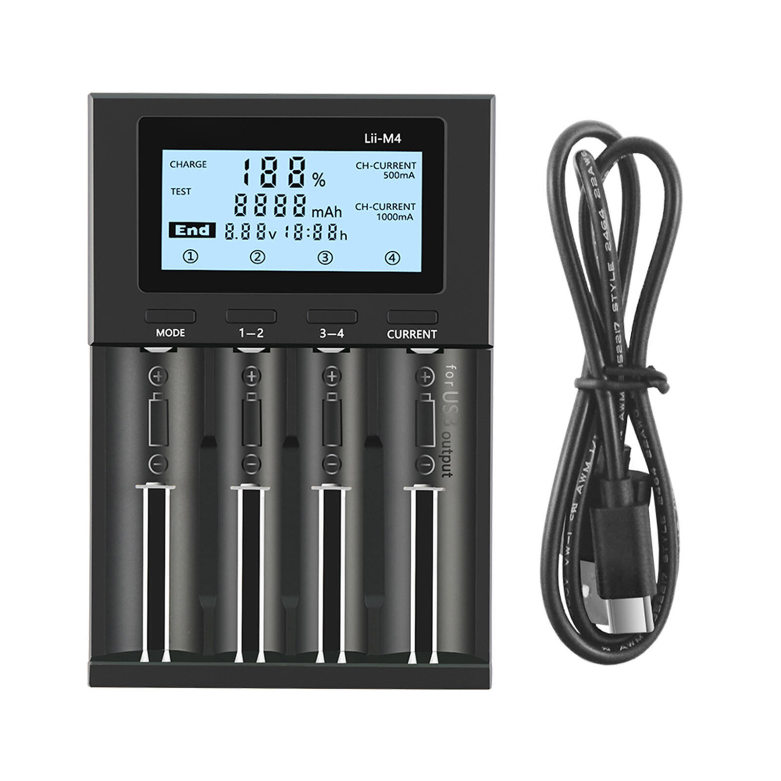 LIITOKALA LII-M4 4 Slots Battery Charger with LCD Display for lithium battery 26650 14500 AA AAA Lithium NiMH Smart Rechargeable
