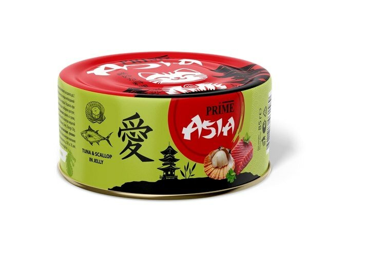 PRIME ASIA Консервы для кошек Тунец с гребешком в желе 85 гр*12 шт