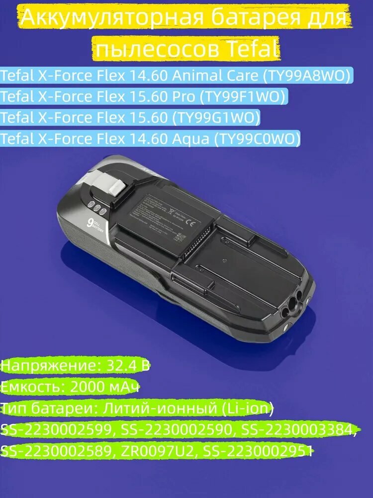 Аккумулятор для пылесосов Tefal X-FORCE flex 14.6/15.6 TY99A8WO TY9990WO TY9958WO TY99C0WO совершенно новый Rowenta RH9990WO E-TEK 2000mAh