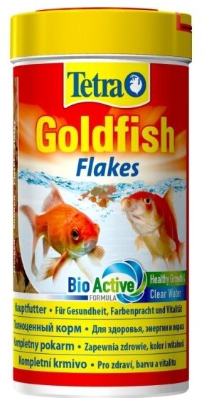 Корм для всех видов золотых рыбок и холодноводных рыб Tetra Goldfish Flakes хлопья 250 мл.