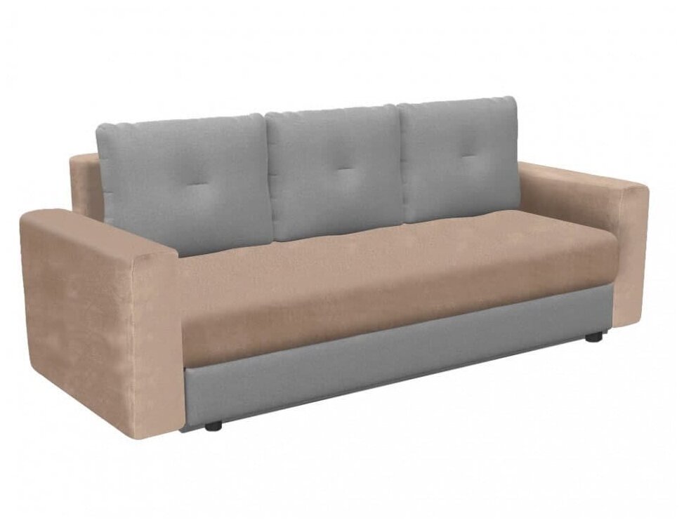 Чехол на диван евро-книжку с подлокотниками Бруклин бежевый, стрейчевый велюр, Виктория Хоум Декор