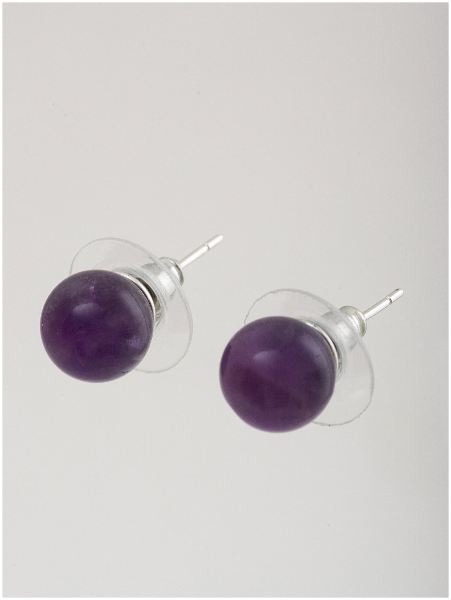 Серьги пусеты, аметист