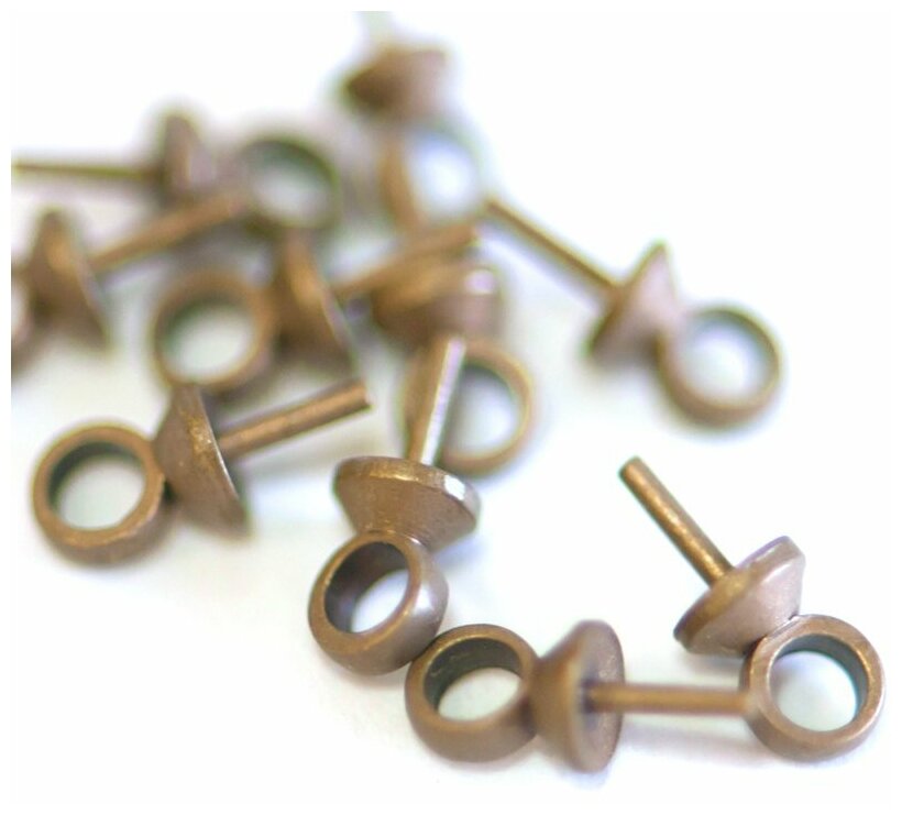 Бейл для полимерной глины 100 шт. для вклейки / держатель кулона, подвески, цвет античная бронза, размер 7х3 мм