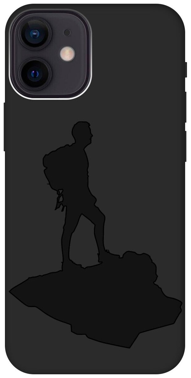 Силиконовый чехол на Apple iPhone 12 Mini / Эпл Айфон 12 мини с рисунком "Trekking" Soft Touch черный