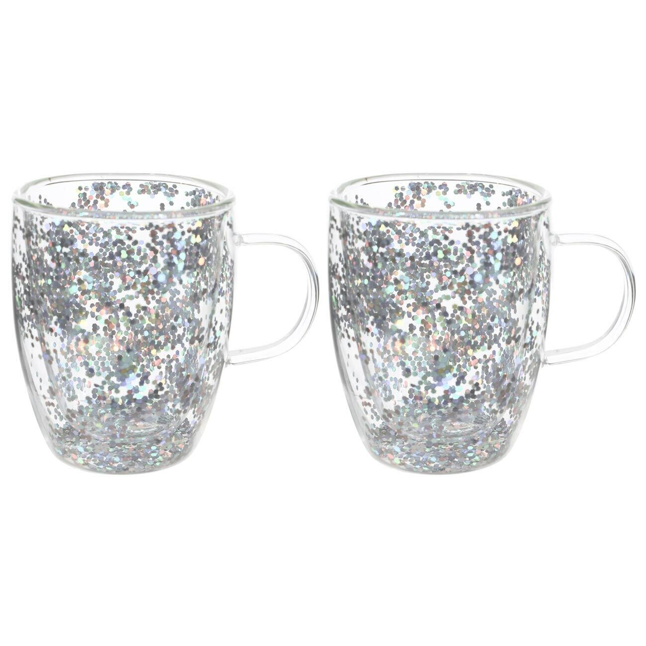 Кружка, 290 мл, 2 шт, стекло Б, с серебристыми блестками, Air sparkly