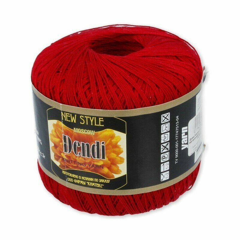 Пряжа Камтекс "Денди", цвет: 046 - Красный, 1 шт, 100% мерсеризованный хлопок 50 г 330 м