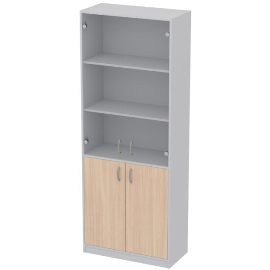 Шкаф Меб-фф офисный ШБ-3+А5 прозр. серый + дуб 77/37/200 см