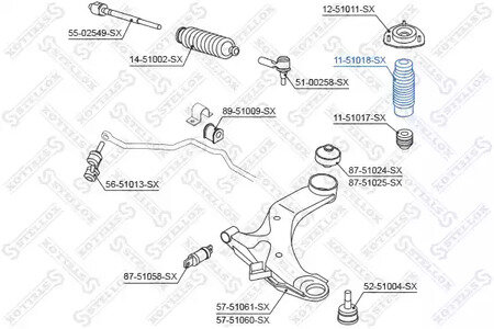 STELLOX 11-51018-SX (1151018_SX / 5462529101 / 546252D000) пыльник амортизатора переднего\ Elantra (Элантра) 00