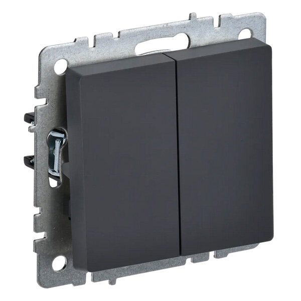 Выключатель встраиваемый двухклавишный IEK BRITE BR-V20-0-10-K53 ВС10-2-0-БрГ графит