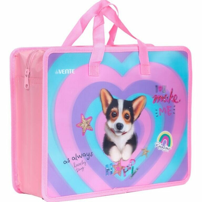 Папка для тетрадей, изо и технологии 3D "deVENTE. Corgi" A4 с ручками, с расширением 10 см