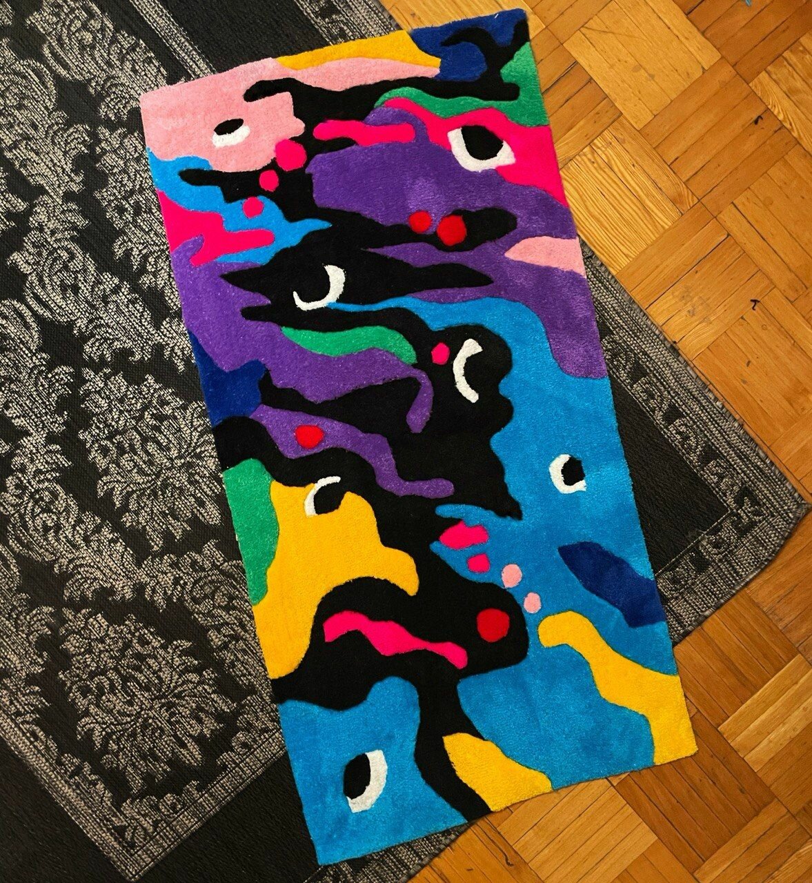 Ковер, 130x60 см, войлок, ручная работа, гипоаллергенный, акриловый