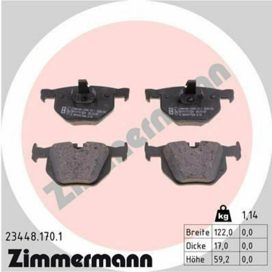 ZIMMERMANN 23448.170.1 Колодки торм. зад. ZIMMERMANN 23448.170.1