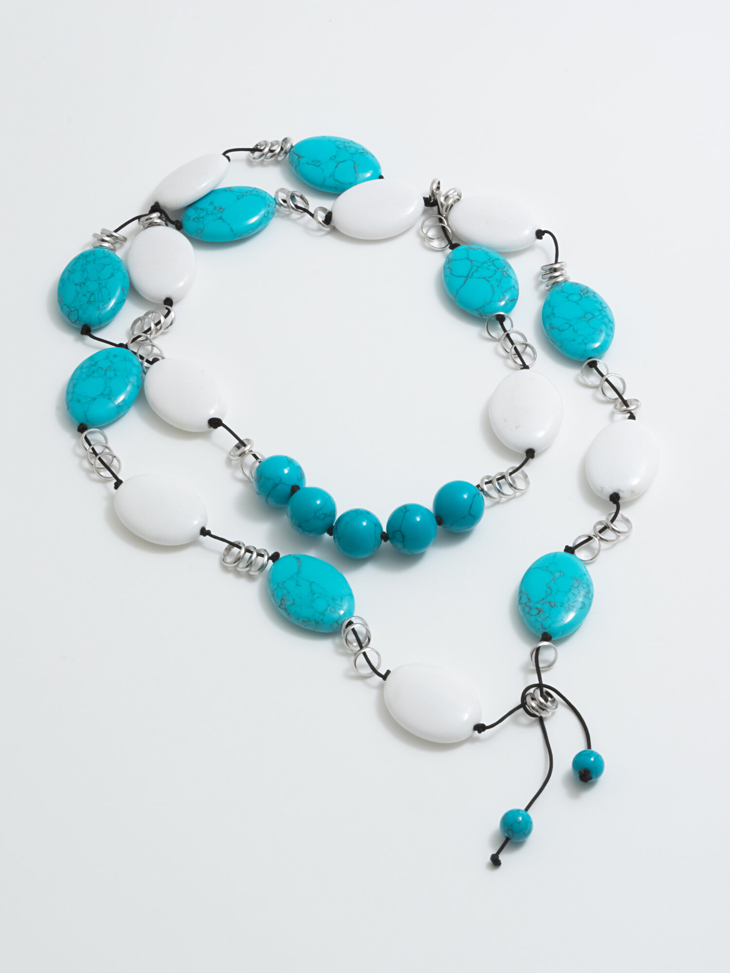 Бусы, агат синтетический, бирюза синтетическая