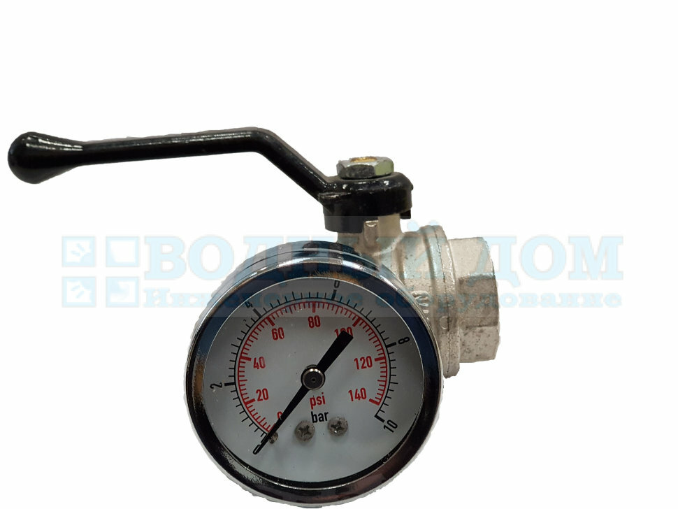 Кран шаровой 1" в/в (с манометром)