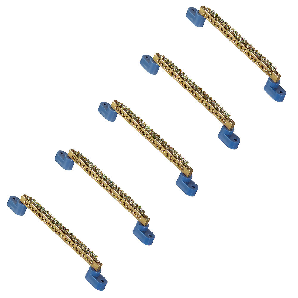 Шина нулевая на 2-х угловых изоляторах 6х9 мм 20 отверстий синяя (5 шт.)