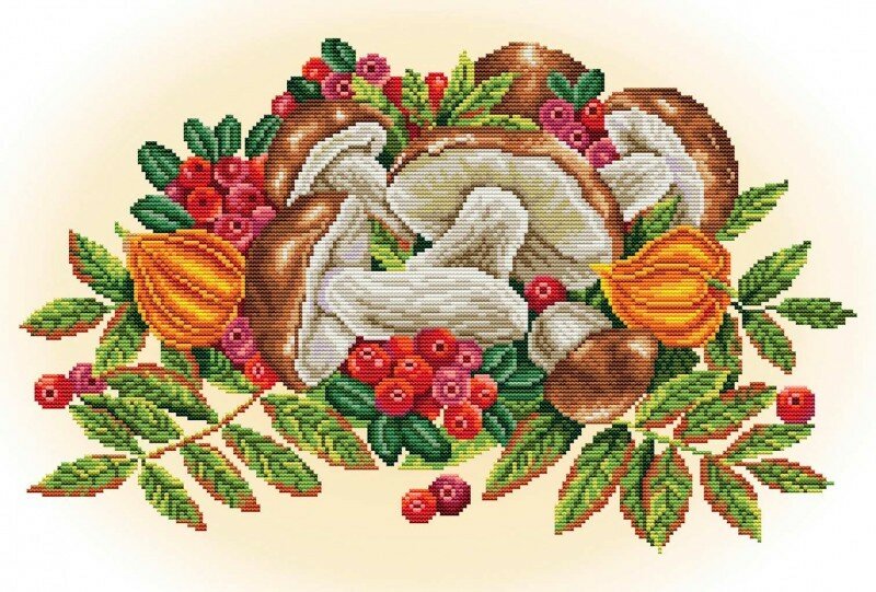 Канва с рисунком для вышивания М. П. Студия СК-121 Дары осени, 40 х 30 см (Нитки в в комплект не входят.)