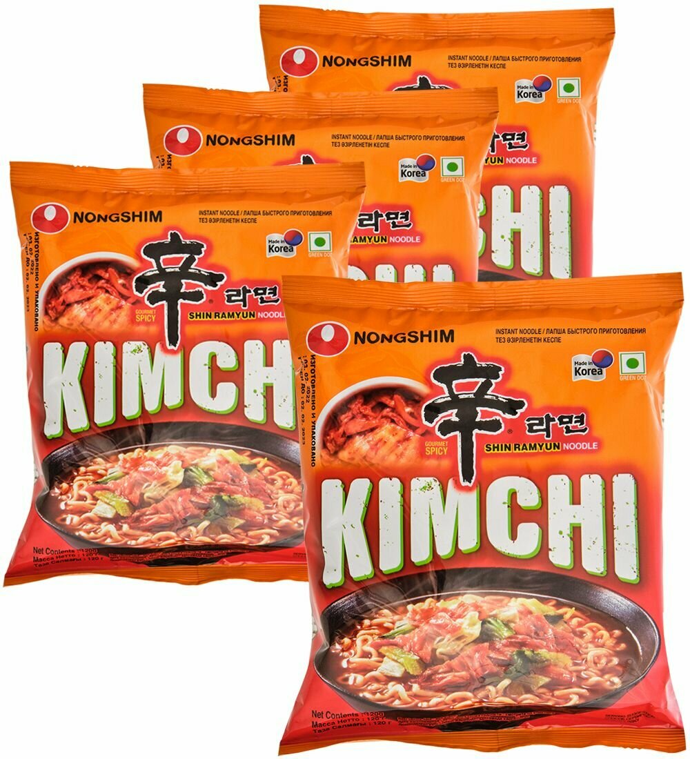 Лапша 'Нонгшим' Кимчи Рамен 4шт х 120г, Корея