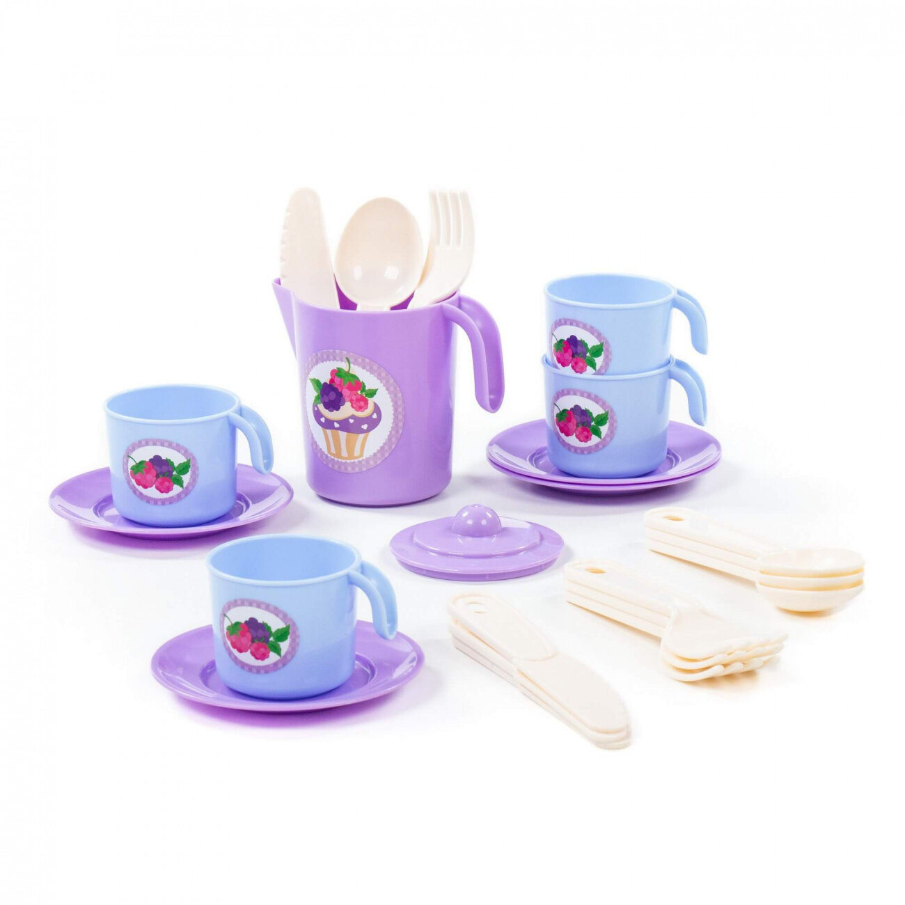 Набор детской посуды "Анюта" на 4 персоны (V1) (22 элемента) Полесье П-80066