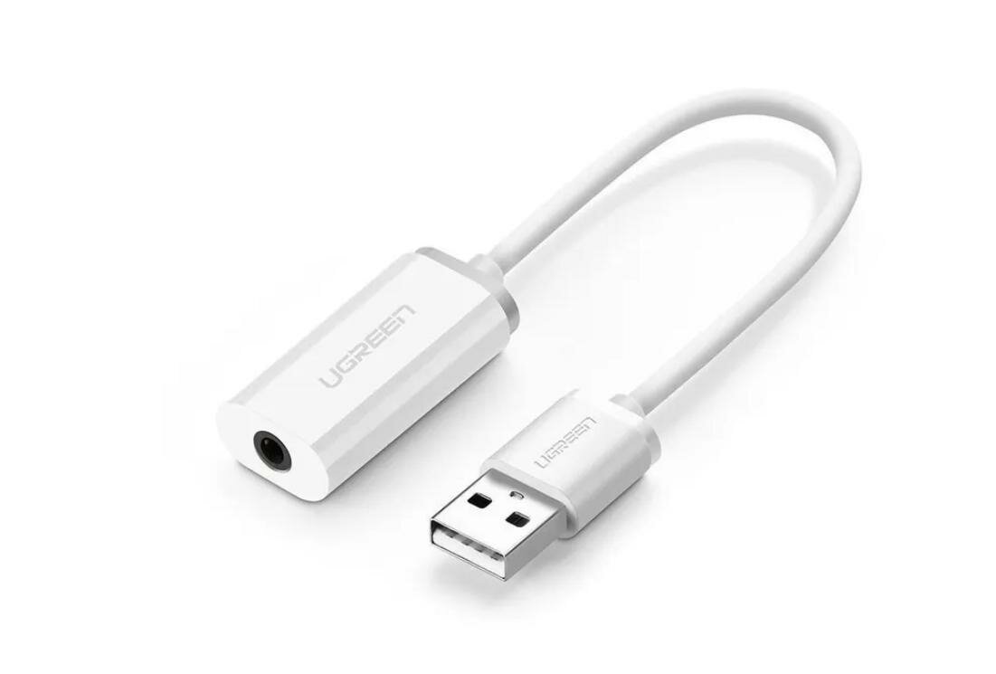 Переходник UGREEN US206 (30712) USB A Male to 3.5 mm Белый