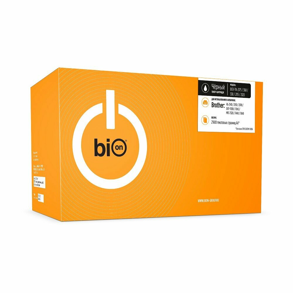 Картридж Bion BCR-TN-2175/360/330/2115/2120 для Brother 2140/2150/2170 Черный, 2600 страниц
