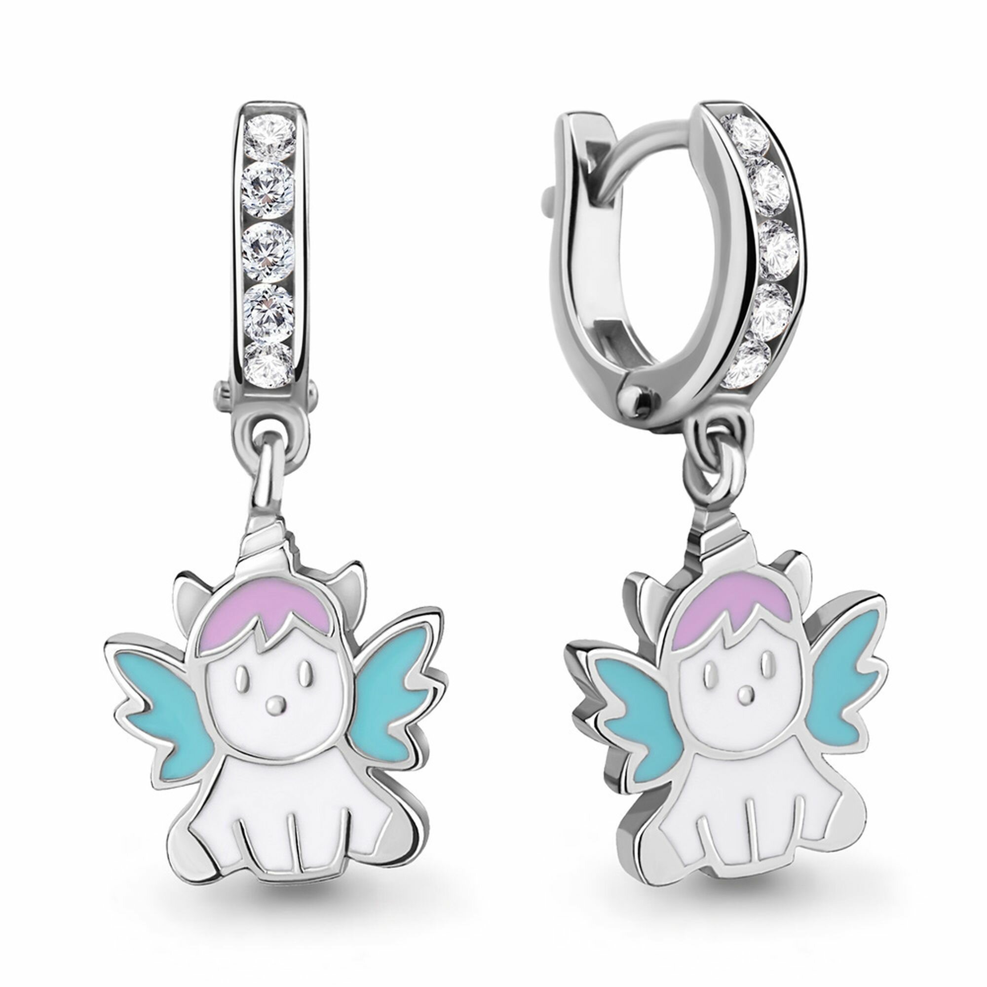 Серьги, серебро, 925 проба, родирование, фианит