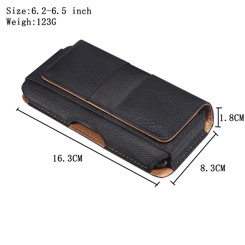 Кожаная кобура на пояс для смарт 6.2-6.5" Black