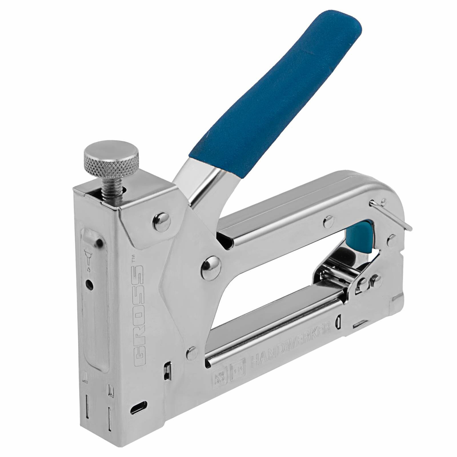 Степлер мебельный регулируемый (Handwerker), стальной корпус, тип скобы 53, 4-14 мм. Gross (арт. 41000)